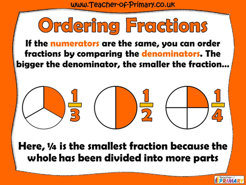 Comparing And Ordering Fractions Year 3 Teaching Resources