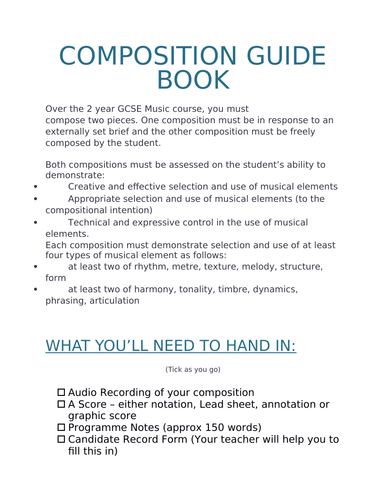 AQA GCSE Music 9-1 Composition student handbook | Teaching Resources AQA GCSE Music 9-1 Composition student handbook | Teaching Resources