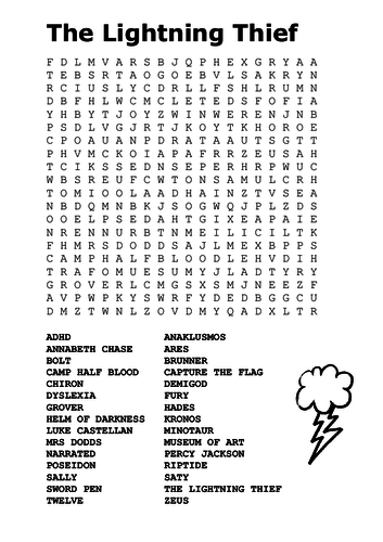 The Lightning Thief Word Search | Teaching Resources