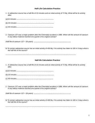 Half-Life Lesson (half lives) | Teaching Resources