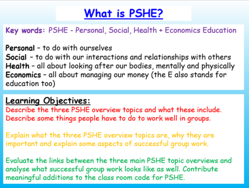 PSHE Introduction | Teaching Resources