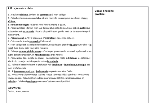 2018 French GCSE Translations - 10 Worksheets | Teaching Resources