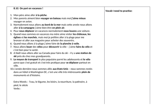 2018 French GCSE Translations - 10 Worksheets | Teaching Resources
