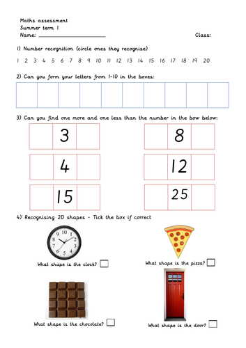 Year 1 - Maths Assessment Sheet | Teaching Resources Year 1 - Maths Assessment Sheet | Teaching Resources