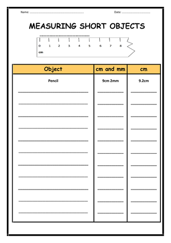 Measuring SHORTER Objects (cm and mm) | Teaching Resources