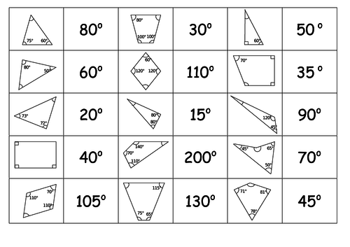 Match the missing angle activity | Teaching Resources