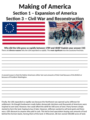 OCR SHP Making of America Revision | Teaching Resources