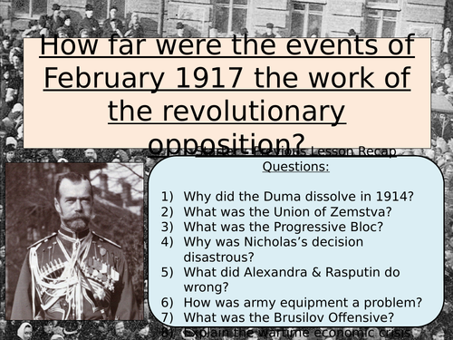 AQA A-Level Tsarist & Communist Russia Lesson 41 (February Revolution 2 ...