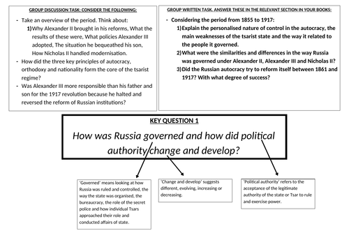 AQA A-Level Tsarist & Communist Russia Lesson 50 (Key Concepts & Themes ...