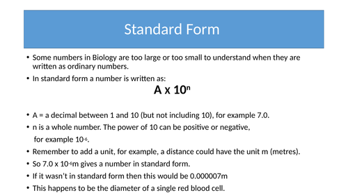 Standard Form and Common SI Units in Biology and Science | Teaching ...