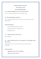 Poem 'All The World's A Stage' by Shakespeare- worksheet unsolved & a ...