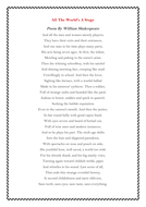 Poem 'All The World's A Stage' by Shakespeare- worksheet unsolved & a ...