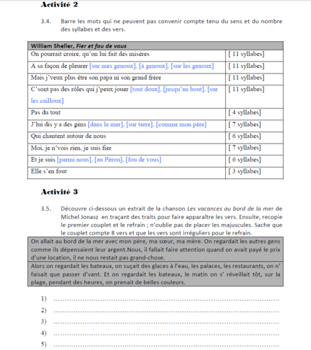 Ecrire le refrain d'une chanson | Teaching Resources