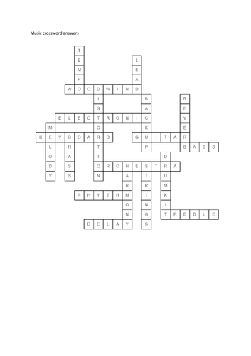 Music Crossword (Instrument families, key language) | Teaching Resources