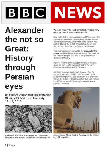 Ezine article - Alexander the not so Great: History through Persian ...