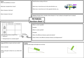 GCSE 9-1 Physics FORCES and MOTION revision mats (P8-10, with answers ...