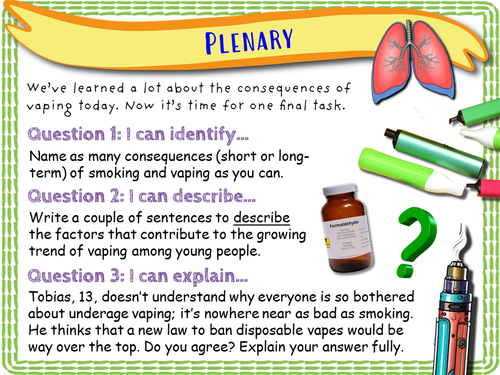 Vaping : Dangers of Vaping | Teaching Resources