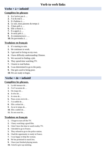 Les Verbes Et Leurs Prépositions – GVYI
