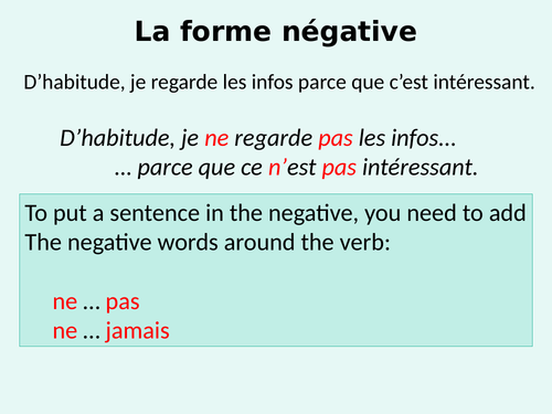 Le négatif | Teaching Resources