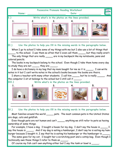 Possessive Pronouns Reading-Conversation-Writing Worksheets | Teaching ...