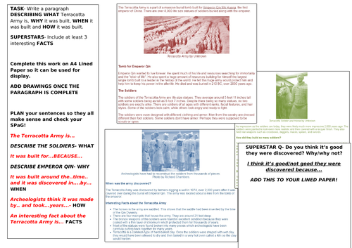 China's Terracotta Army worksheet- Independent learning- TWO ...