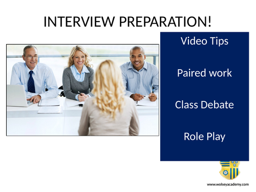 Interview Preparation - Video, Examples Qs, Paired Work, Role Play ...