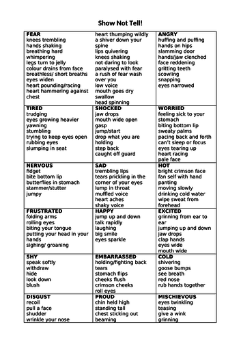 Show Not Tell writing mat | Teaching Resources
