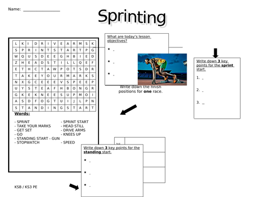 Athletics - Sprinting (Non-participant sheet) | Teaching Resources