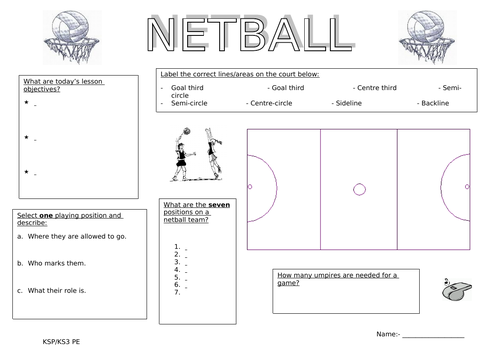 Netball (Non-participant sheet) | Teaching Resources