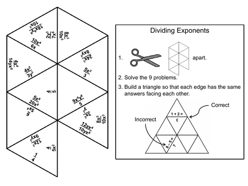 Dividing Exponents Game: Math Tarsia Puzzle | Teaching Resources