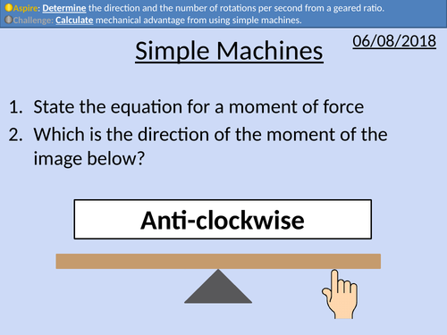 GCSE Physics: Simple Machines and Gears | Teaching Resources