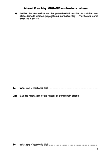 Organic mechanisms | Teaching Resources