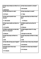 Time questions: Quiz | Teaching Resources