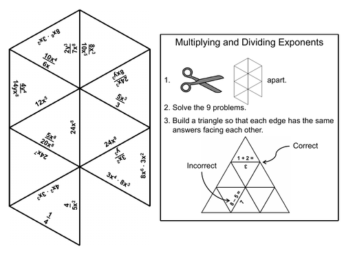 Multiplying and Dividing Exponents Game: Math Tarsia Puzzle | Teaching ...