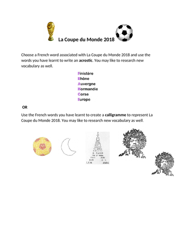 World Cup 2018 French Lesson. La Coupe du Monde 2018 | Teaching Resources