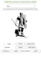 KS1 & 2 Ancient Romans. Set of 5 worksheets. Label the armour on the ...