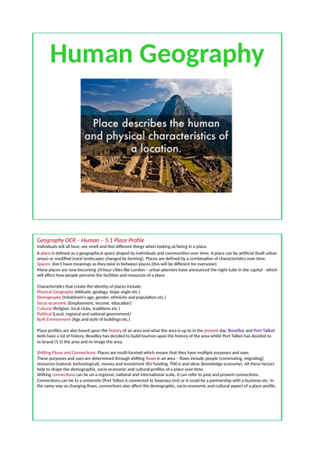 Changing Spaces; Making Places - OCR Geography A-level | Teaching Resources