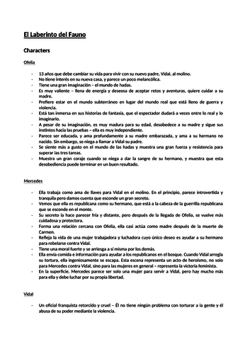 'El Laberinto del Fauno' (Pan's Labyrinth) Spanish A Level - All ...