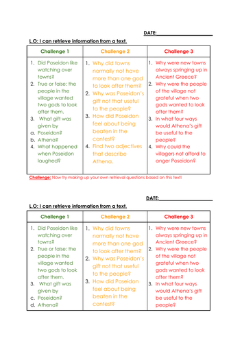 Retrieval - Greek Myths: Athena & Poseidon - KS2 | Teaching Resources