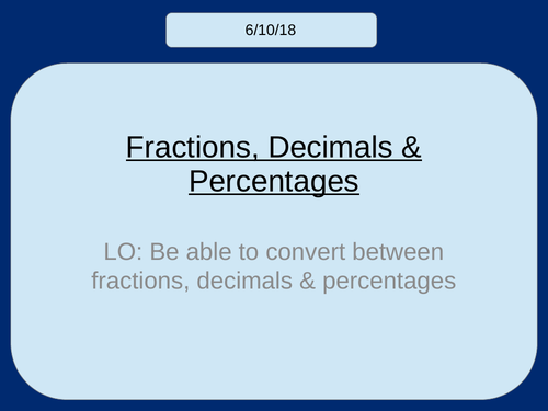 Fractions, Decimals & Percentages KS3 | Teaching Resources