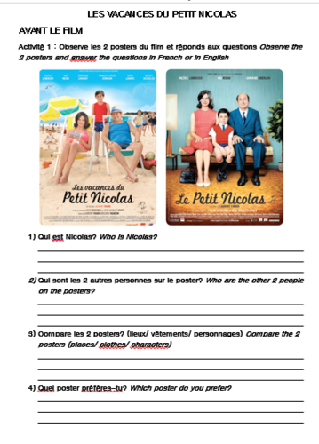 Les vacances du Petit Nicolas (film) | Teaching Resources