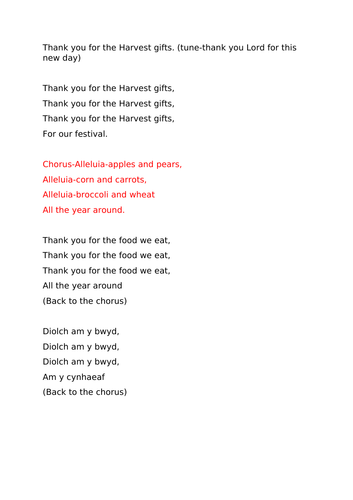 Harvest song for ks2 | Teaching Resources