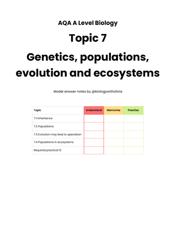 NEW Topic 7 Genetics, populations, evolution & ecosystems model answer ...