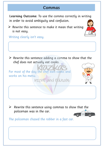 Commas To Clarify Meaning | Teaching Resources