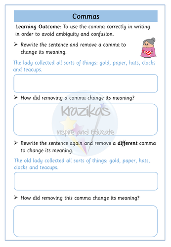 Commas To Clarify Meaning | Teaching Resources