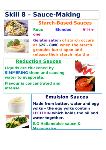 AQA Food Preparation & Nutrition Skills Posters | Teaching Resources