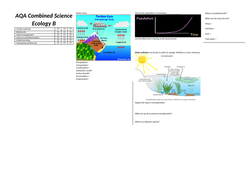 AQA Combined Science Trilogy GCSE - Biology Revision Sheets | Teaching Resources