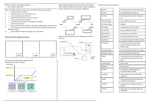 KS3 Particles Revision Sheet | Teaching Resources
