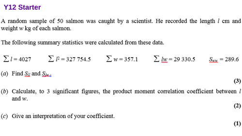 Correlation and Regression S1 | Teaching Resources