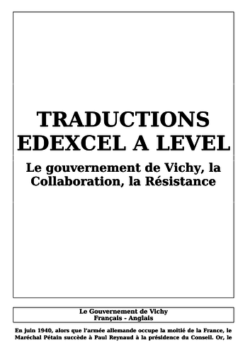 A Level Translation Booklet - Vichy, Collaboration et Résistance ...